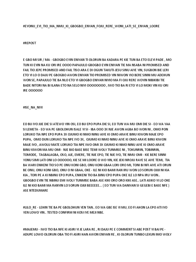 Eyonu Eyi Tio M | PDF