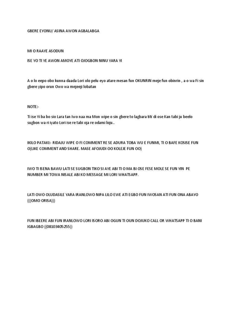 Gbere Eyonu - As | PDF