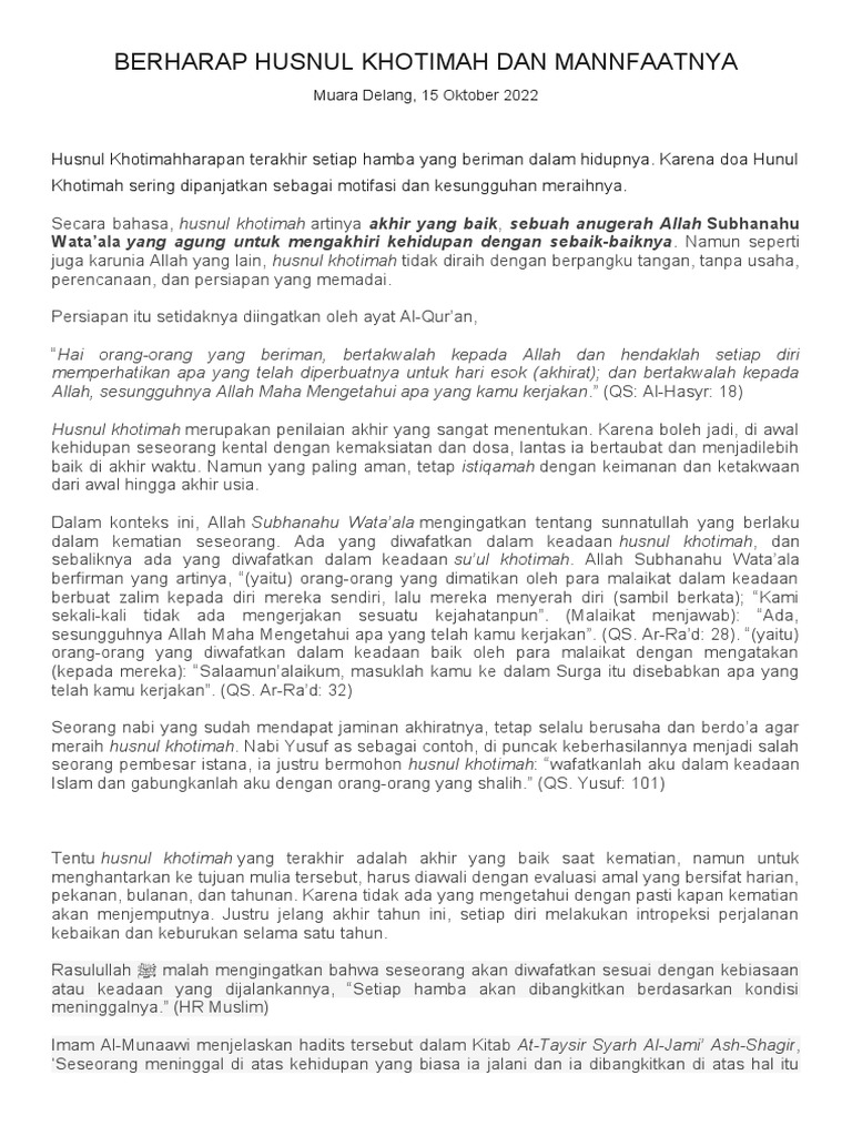 Kultum Husnul Khatimah | PDF