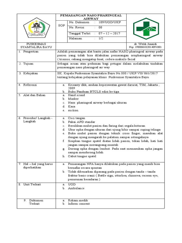 Sop Pemasangan Npa | PDF
