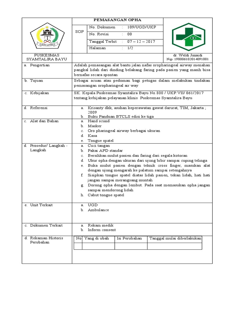 Panduan Pemasangan Oropharingeal Airway | PDF