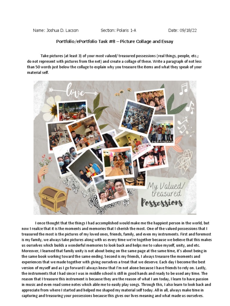 Portfolio Task 8 - Picture Collage and Essay Lacson Joshua D | PDF