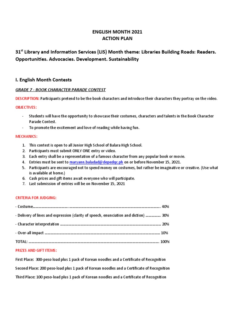 English Month 2021 | PDF | Essays | Narrative