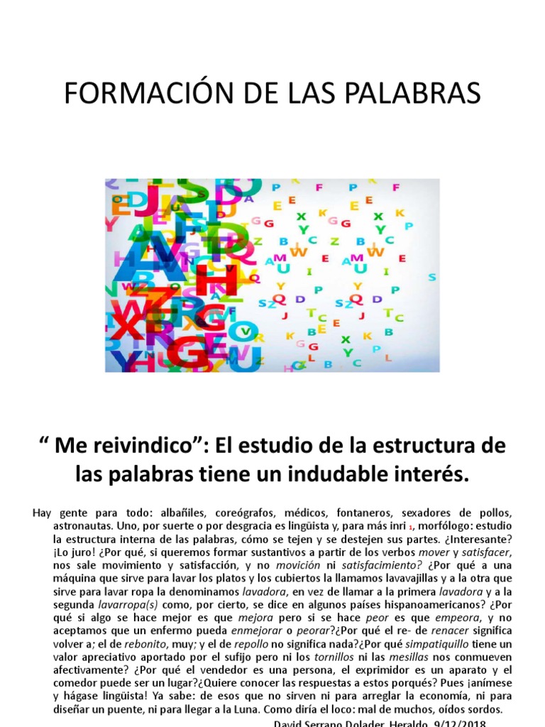 Formación De Las Palabras Pdf Palabra Cognición