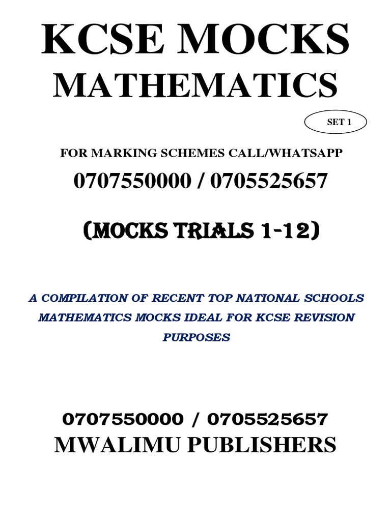 Kcse Maths Mocks Set 1 | PDF | Circle | Triangle Kcse Maths Mocks Set 1 | PDF | Circle | Triangle