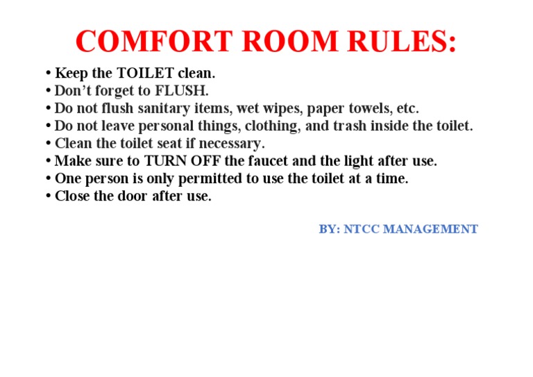 Comfort Room Usage Guidelines | PDF