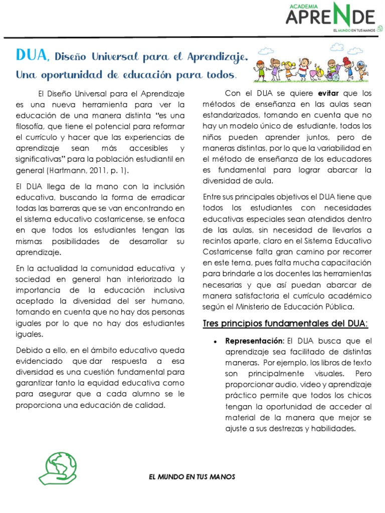 DUA, Diseño Universal para El Aprendizaje, Una Oportunidad de Educación ...