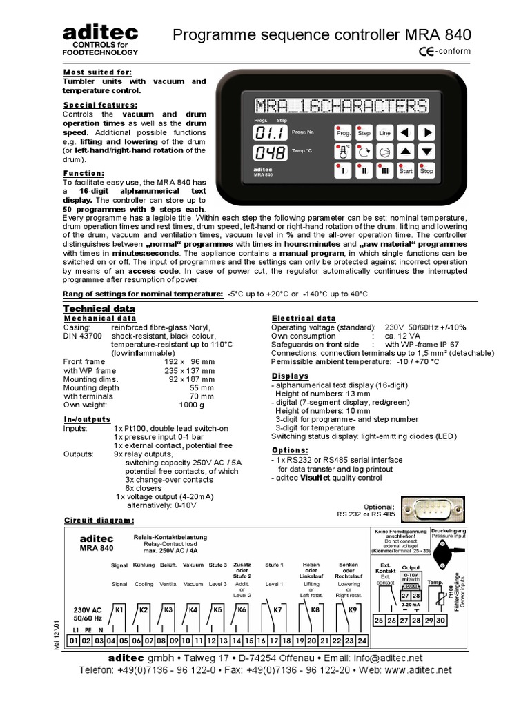 Programmable Controller for Vacuum Tumblers with Temperature Control ...