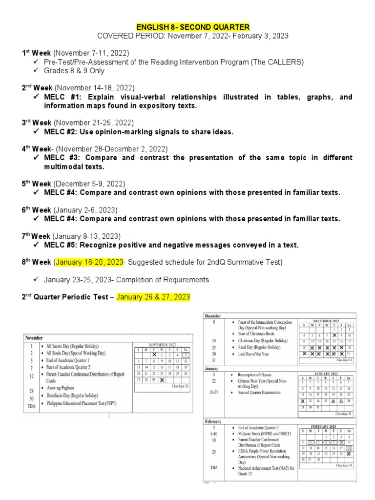 English 8 Second Quarter Overview | PDF