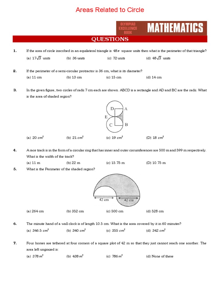 Circles and Areas Math Problems | PDF | Area | Circle