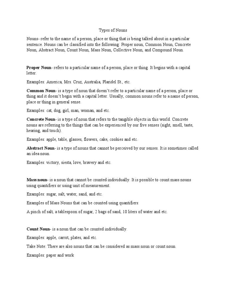 Types of Nouns | PDF | Pronoun | Noun