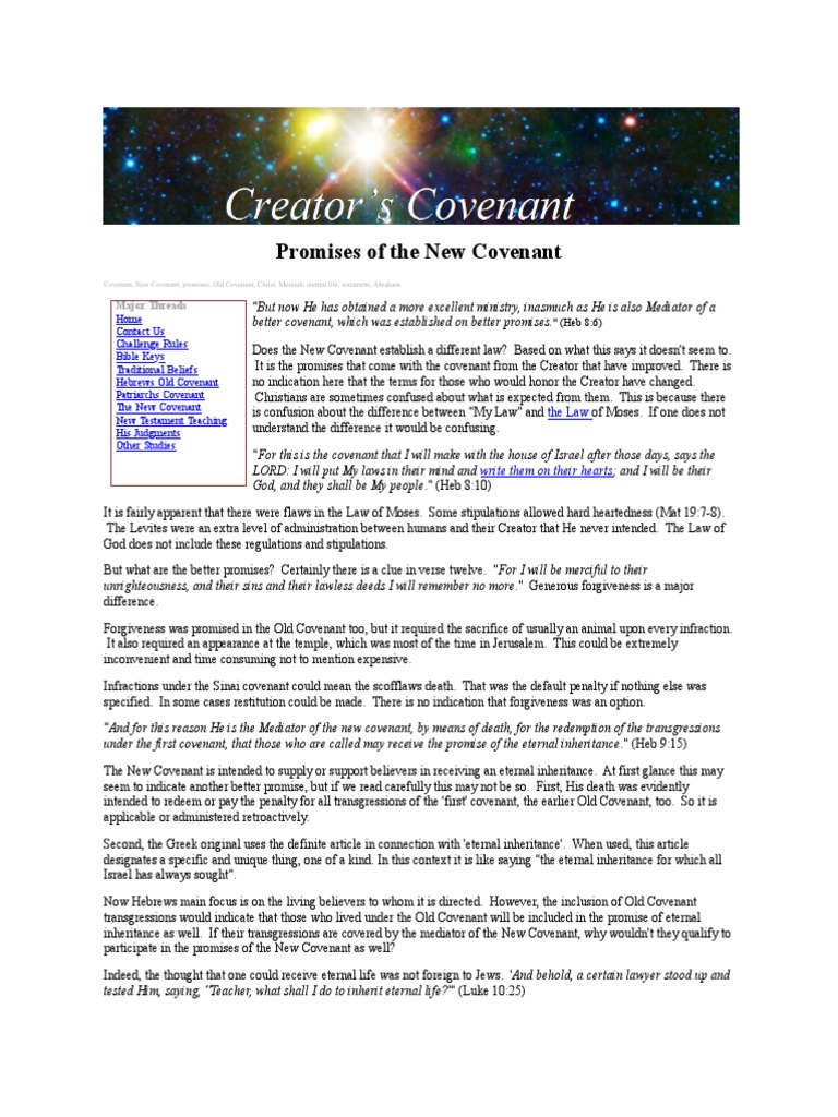 Promises of The New Covenant | PDF | New Covenant | Covenant (Biblical)