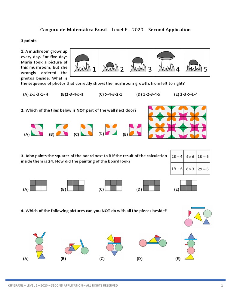 Kangaroo 3,4th Grade 2020 | PDF