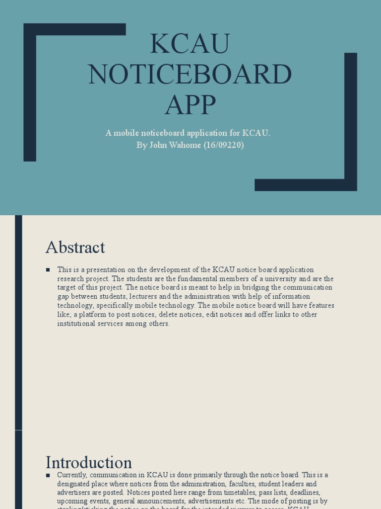 KCAU Student Noticeboard App | PDF | Evaluation | System