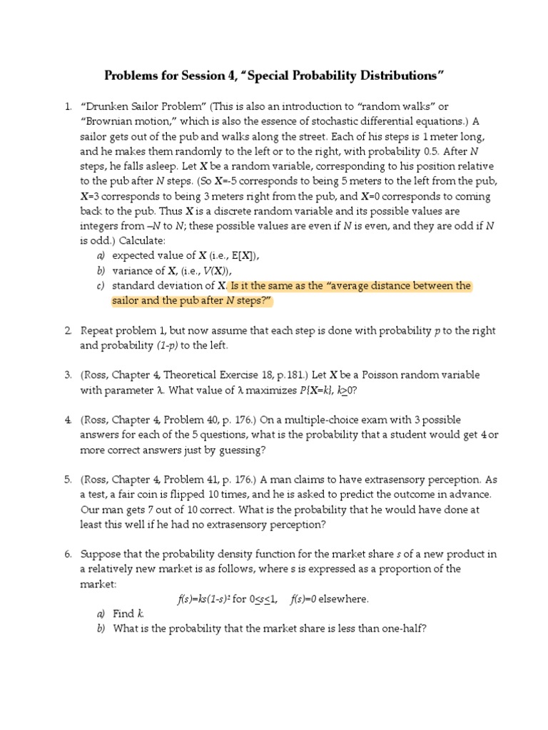 Problem Set 4 Pdf Random Variable Statistical Theory