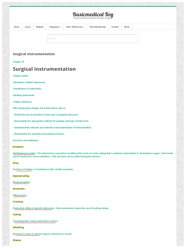 Basicmedical Key: Surgical Instrumentation | PDF | Corrosion | Steel