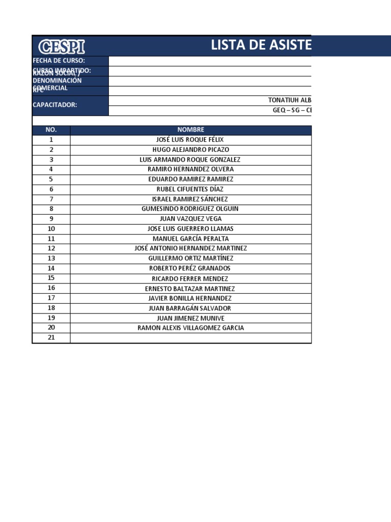 Lista de Asistencia Dc3-1 | PDF