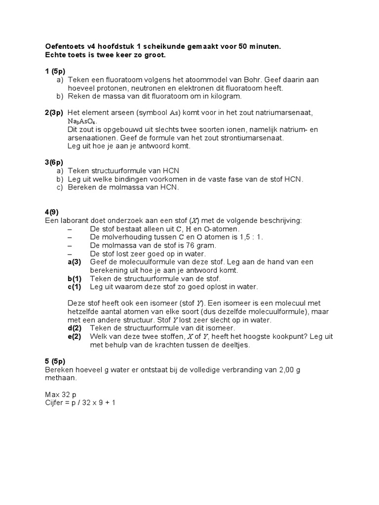Oefentoets v4 Hoofdstuk 1 en 2 | PDF