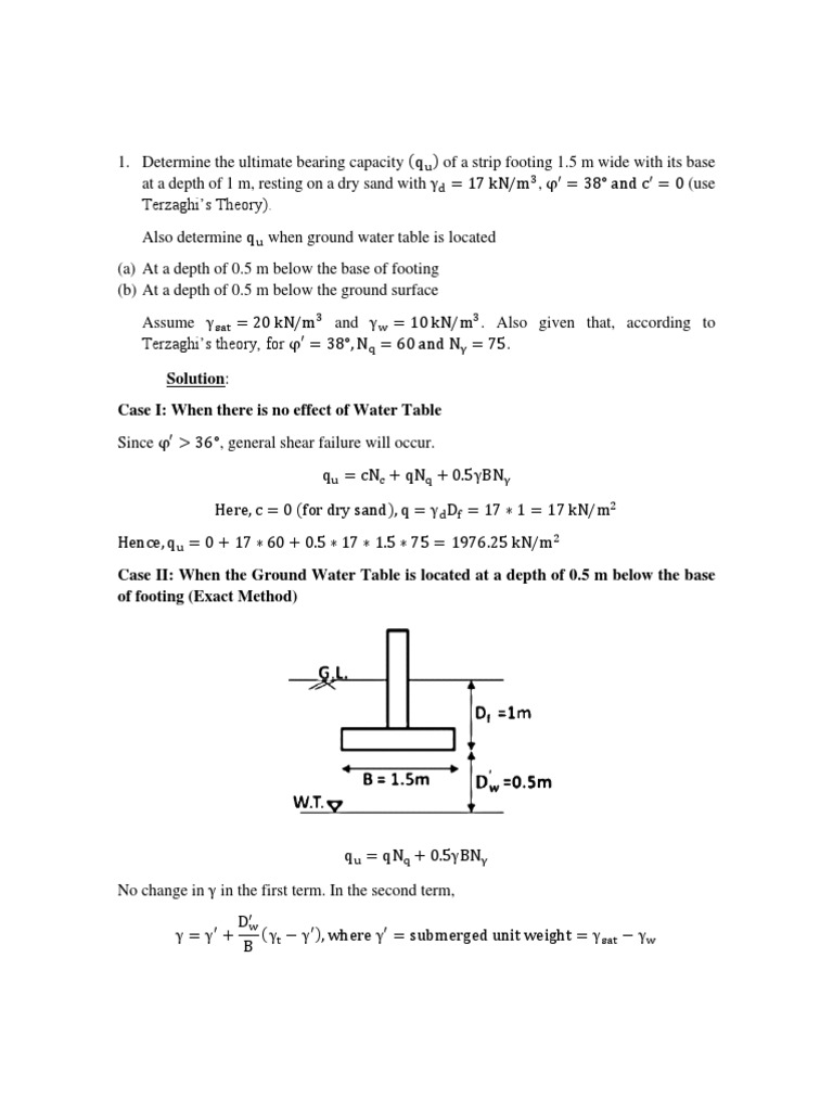 Numericals Bearing Capacity Pdf Geotechnical Engineering Civil