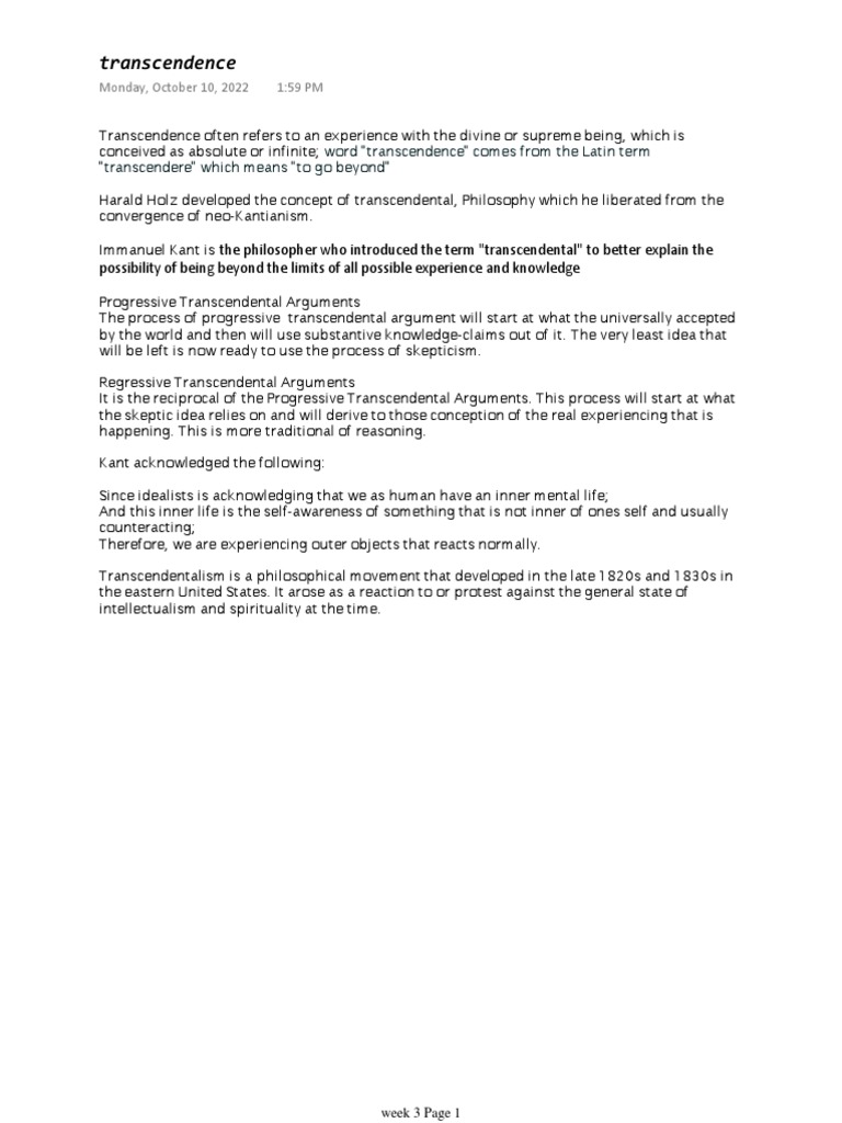 Transcendence | PDF