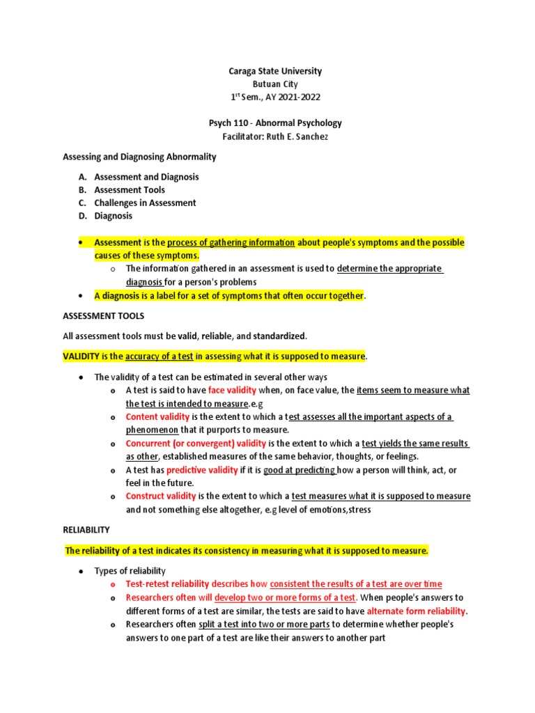 Abnormal Psychology Assessment Tools | PDF | Diagnostic And Statistical ...