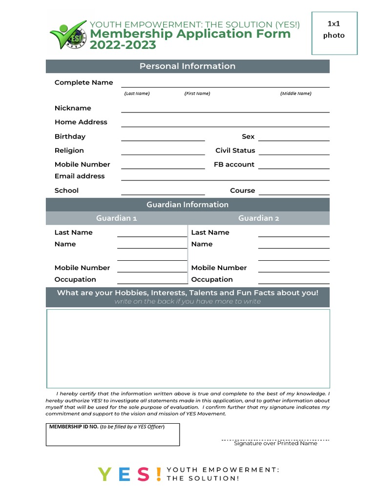 YES Application Form 2022 | PDF