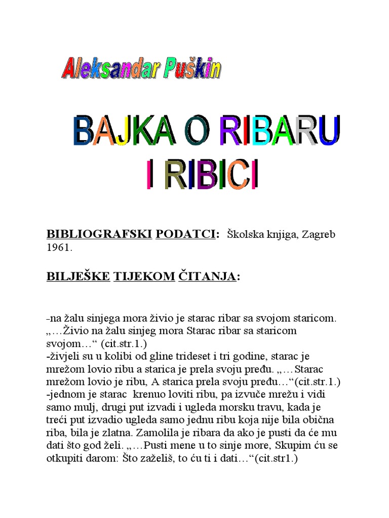 Bajka o Ribaru I Ribici | PDF