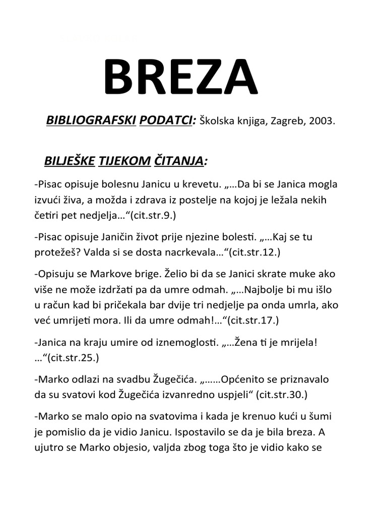 Slavko Kolar - Breza | PDF