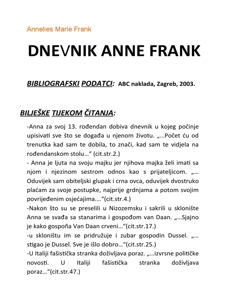 Dnevnik Anne Frank | PDF