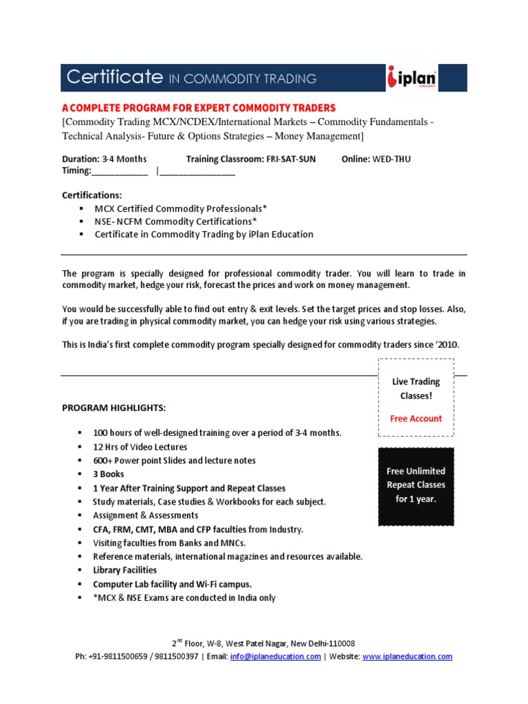 Commodity Trading Course | PDF | Option (Finance) | Technical Analysis