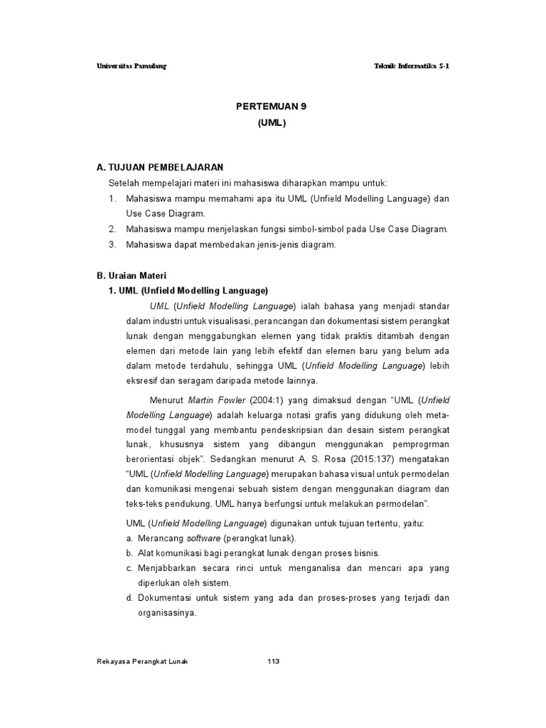 Tpl0383 Pertemuan Ke-9 (Uml) | PDF