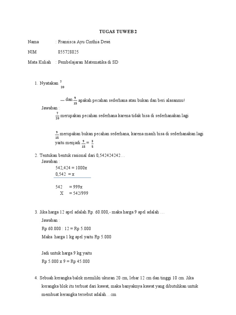 Tugas Tuweb 2 - Mat | PDF