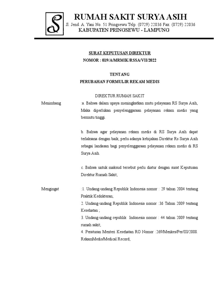 SK Perubahan Form | PDF