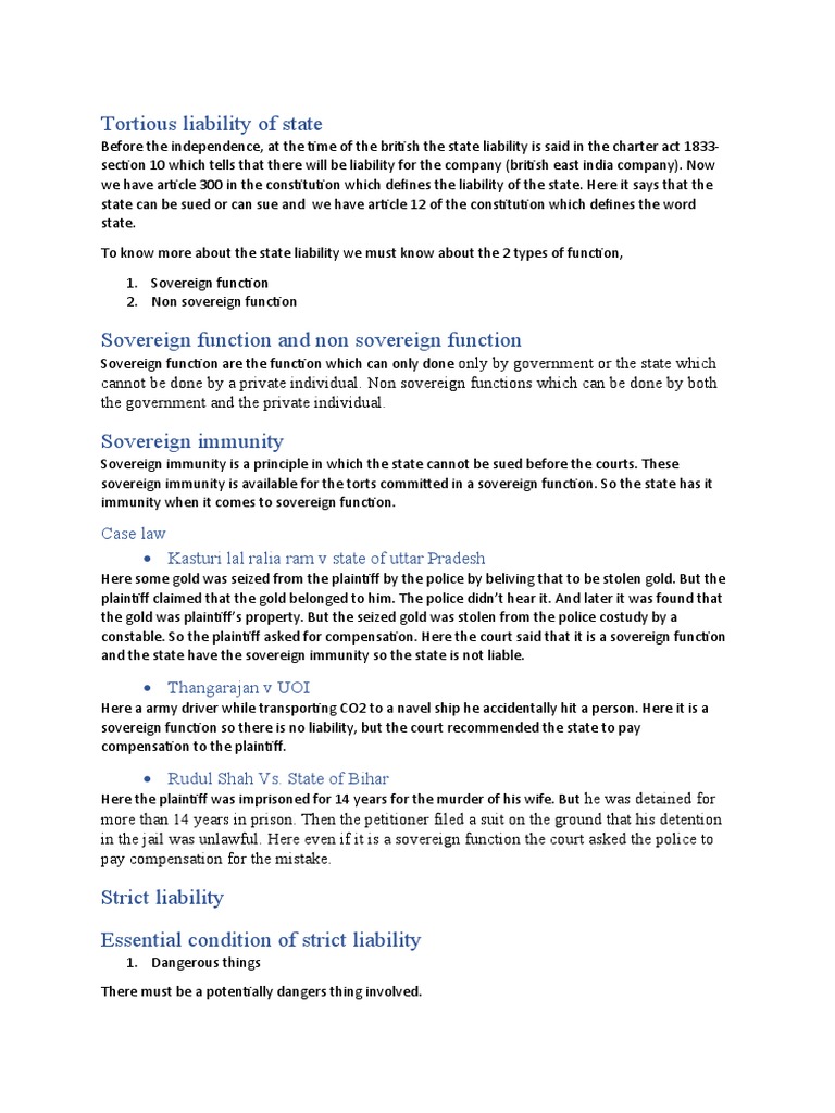 State Liabilites and Strict Liability | PDF | Legal Liability ...