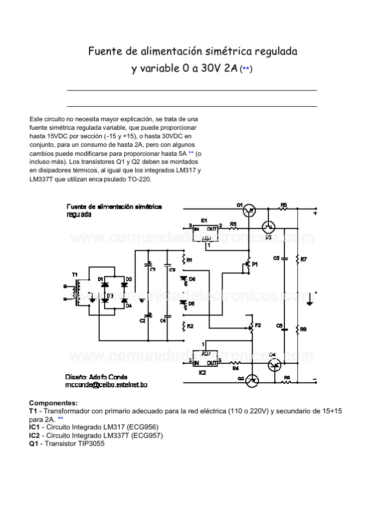 Fuente de Alimentacion Simetrica Regulada | PDF