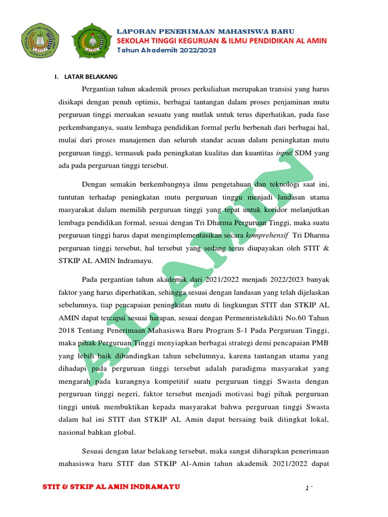 Laporan PMB 2022 | PDF