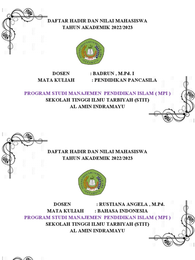 Cover Dosen Mpi Ganjil | PDF