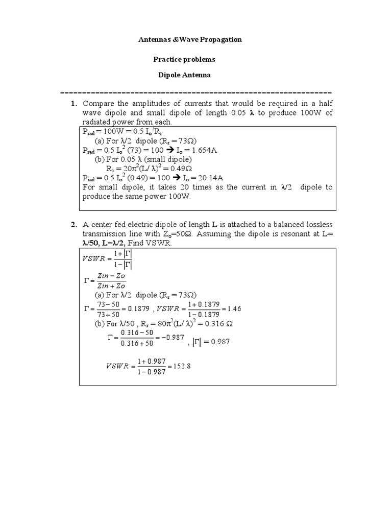 Dipole Antenna Problems | PDF | Antenna (Radio) | Wireless