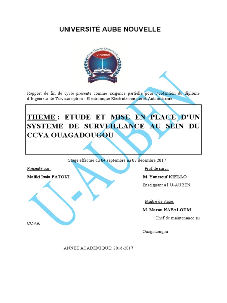Mise en place d'un système de surveillance CCVA | PDF | Audit | Sécurité
