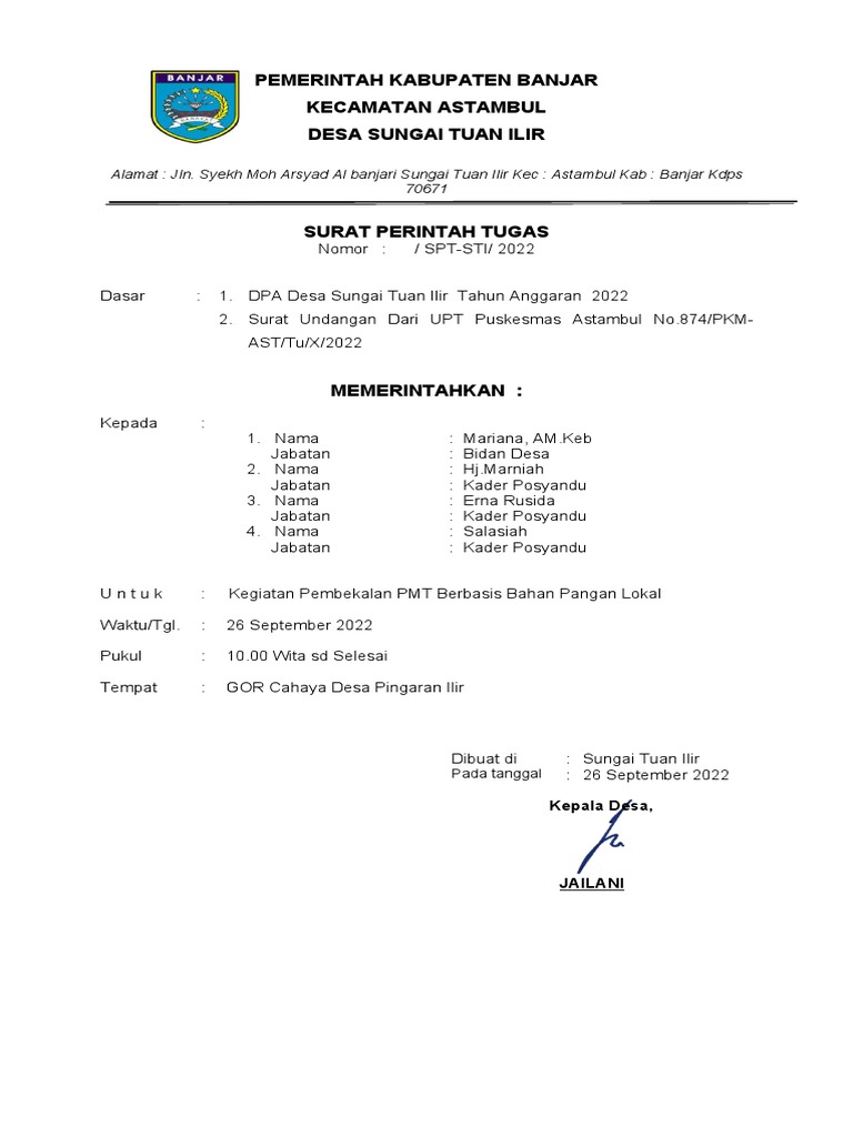 Surat Tugas Kader Pdf