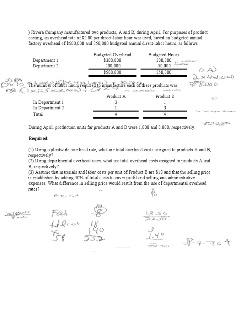Factory Overhead Plantwide and Departmental Rates With Explanations ...