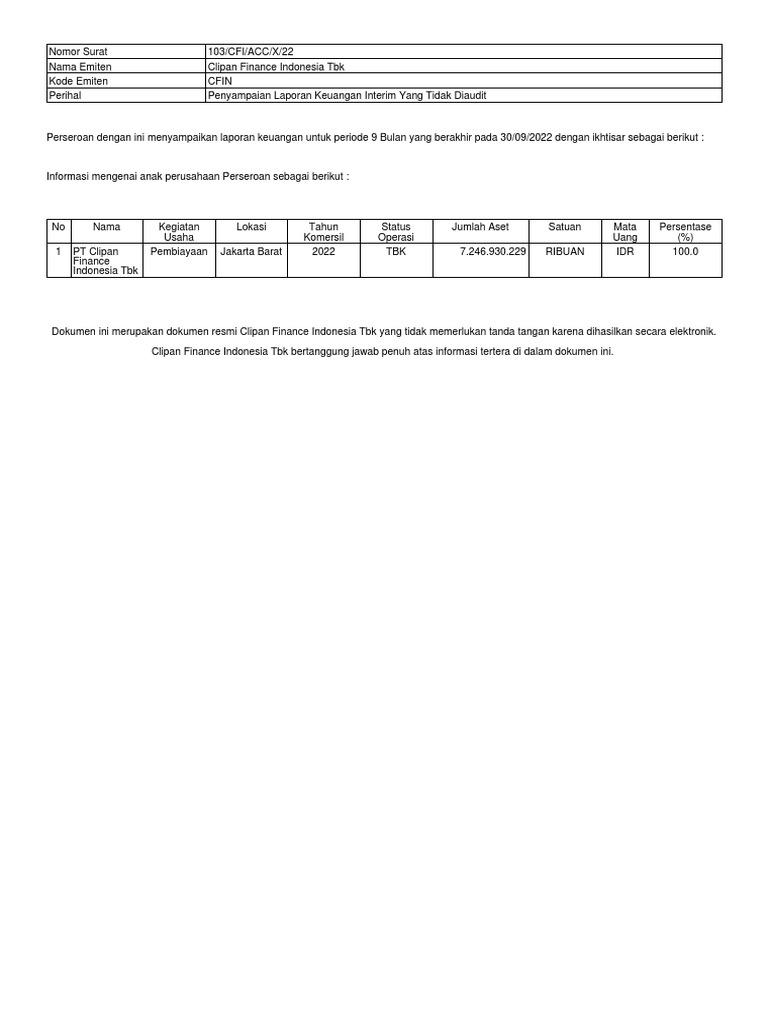 FinancialStatement 2022 III CFIN | PDF