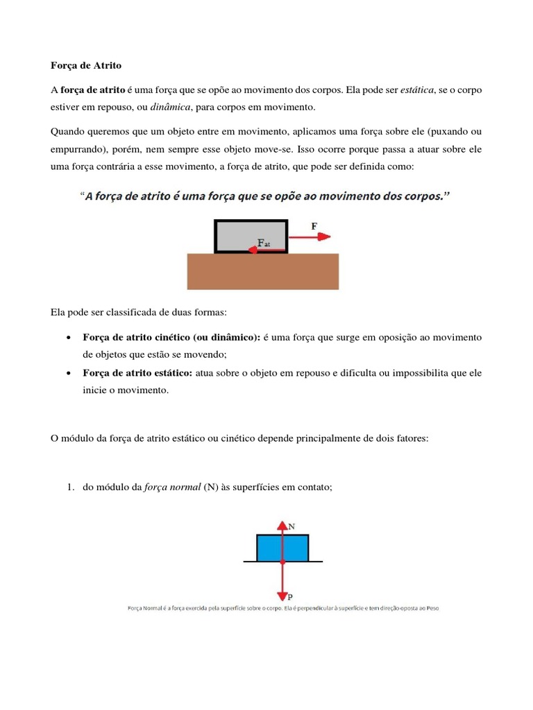 Forças de Atrito: Definição, Tipos e Aplicações | PDF | Atrito | Força