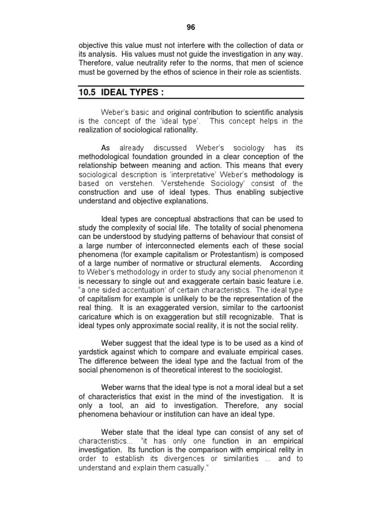 Max Weber Ideal Types | PDF | Max Weber | Sociology