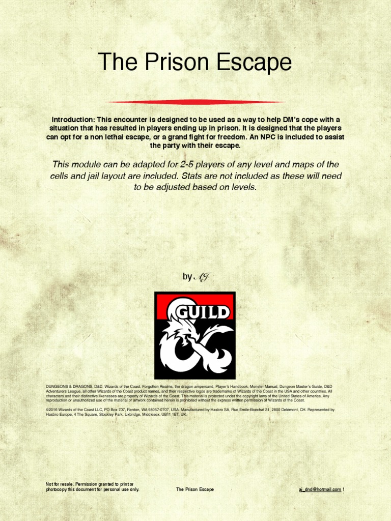1538934-Prison Escape | PDF | Wizards Of The Coast | Dungeons & Dragons