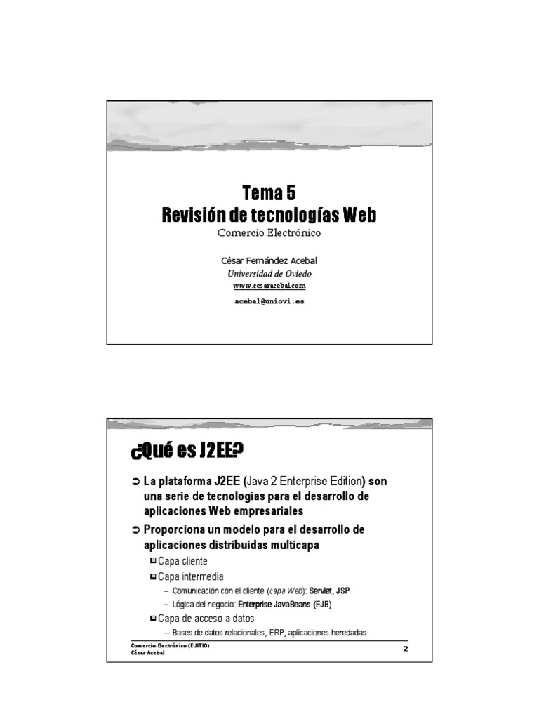 Revisión de tecnologías web para comercio electrónico: Un análisis de Servlets, Java Server ...