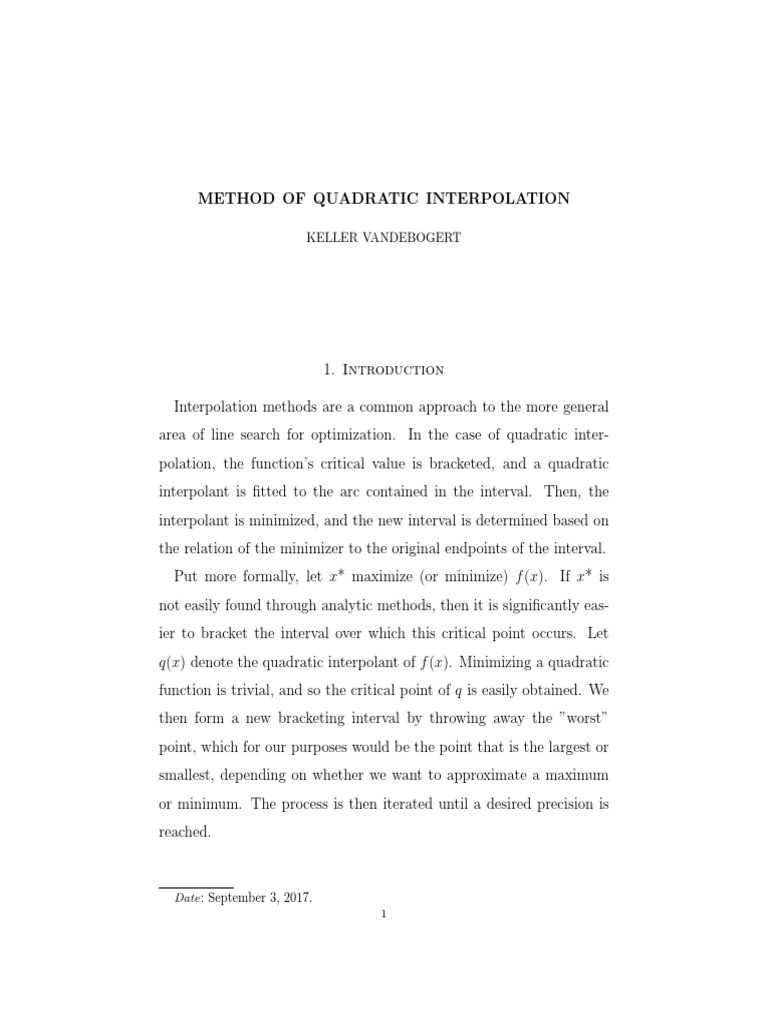Quadratic Interpolation | PDF | Maxima And Minima | Interpolation