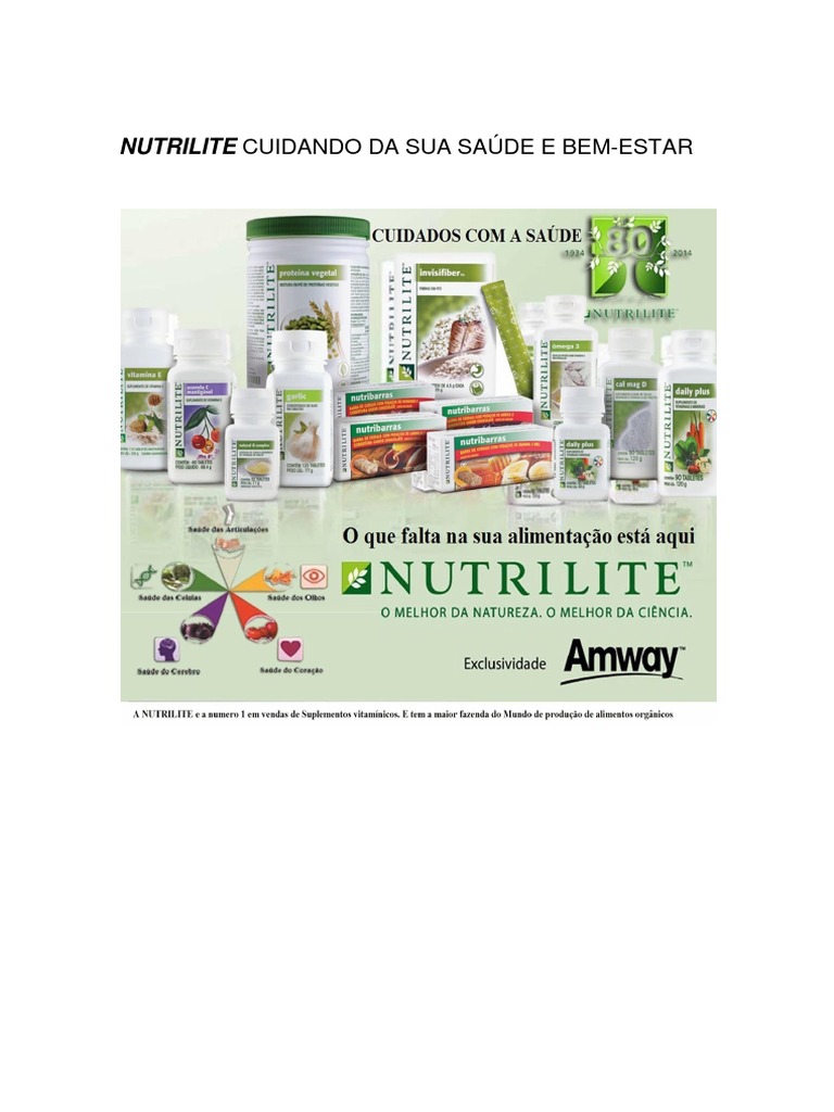 Nutrillite Cuidando Da Sua Saúde e Bem Novo Material | PDF | Vitamina ...