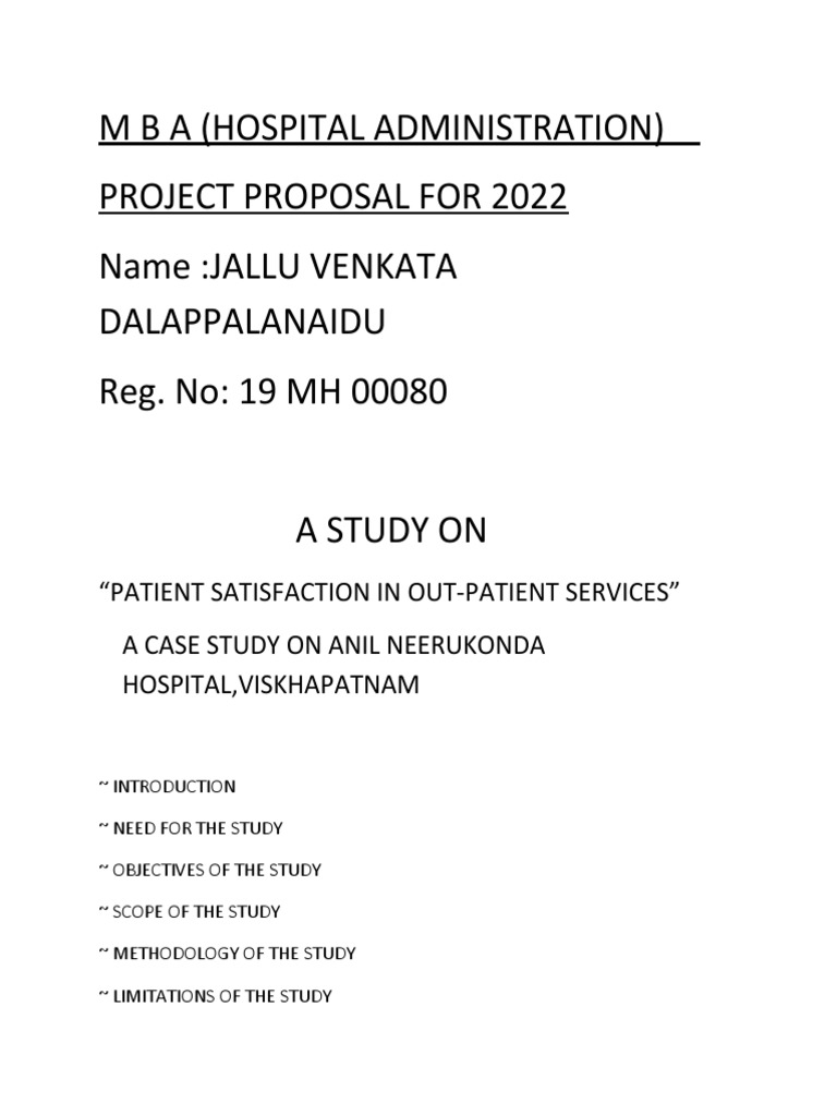 Project Proposal DR A V Subhash | Download Free PDF | Patient | Hospital