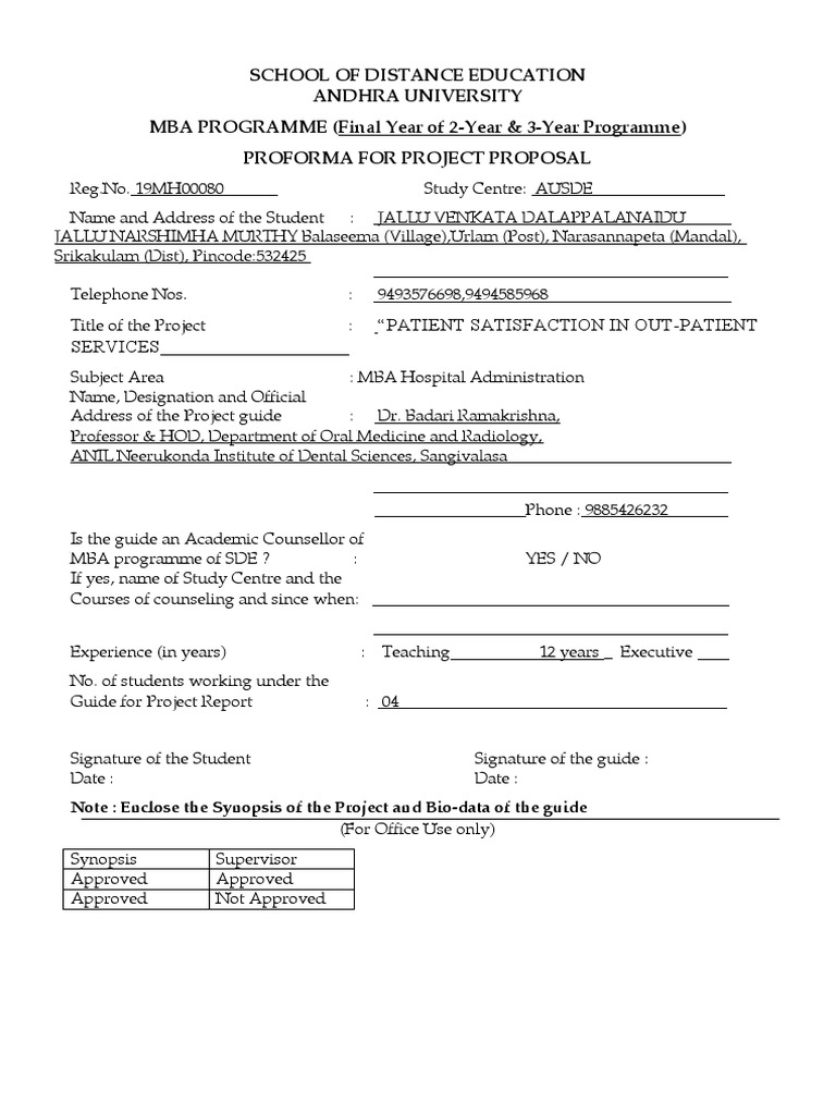 Proforma For Project Proposal 18122018 | Download Free PDF | Master Of ...